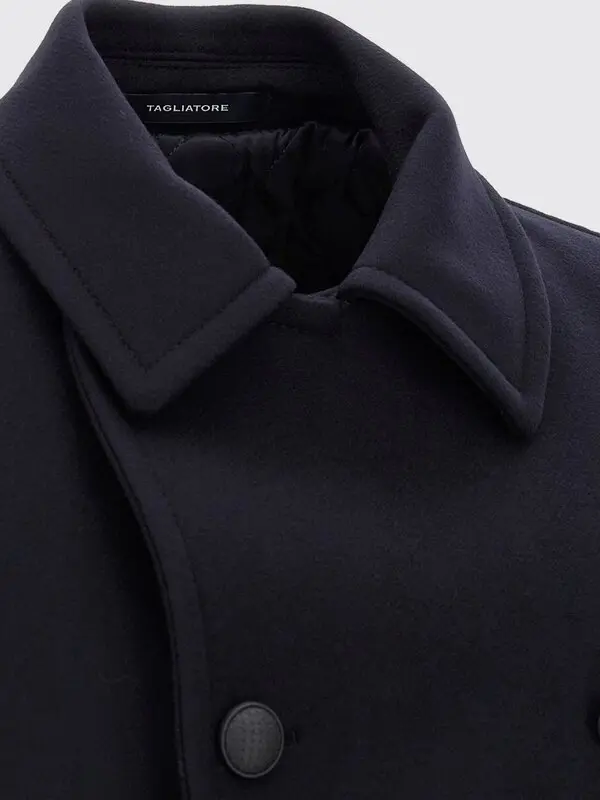 Tagliatore Double-breasted Pea Coat In Pure Wool With Wide Lapels