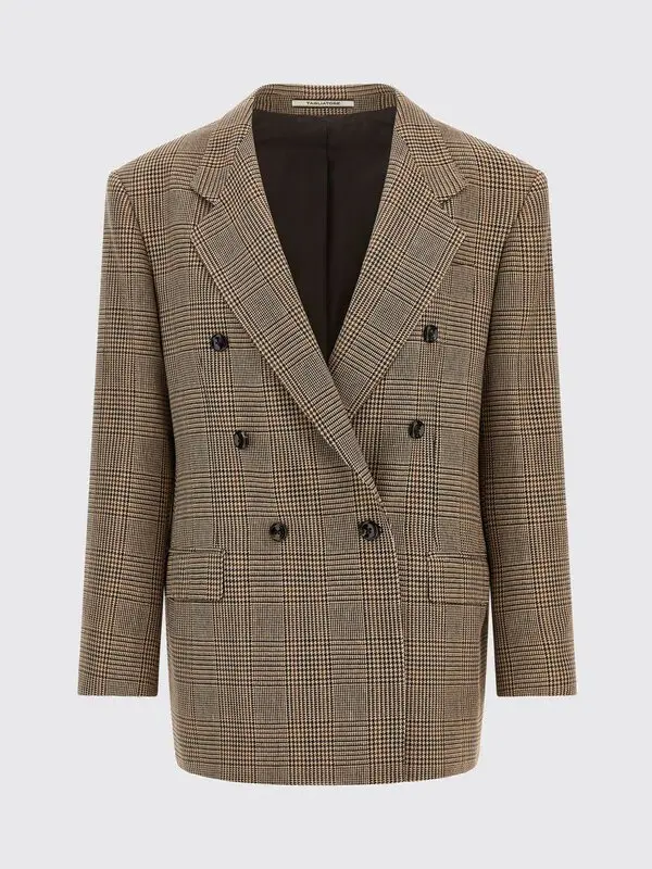 Tagliatore Prince Of Wales Double-breasted Blazer In Wool Blend With Patch Pockets
