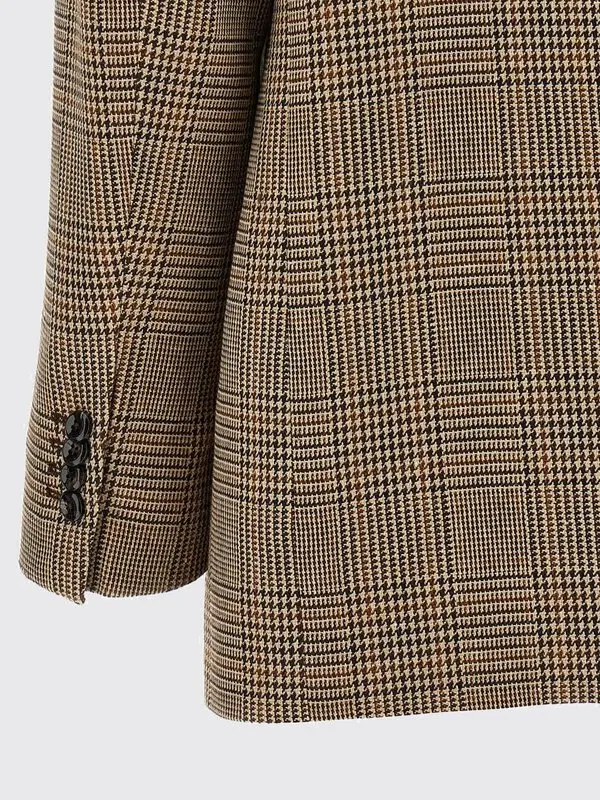 Tagliatore Prince Of Wales Double-breasted Blazer In Wool Blend With Patch Pockets