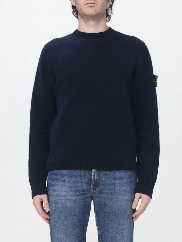 Stone Island Alpaca Blend Crewneck Sweater With Compass Logo Patch