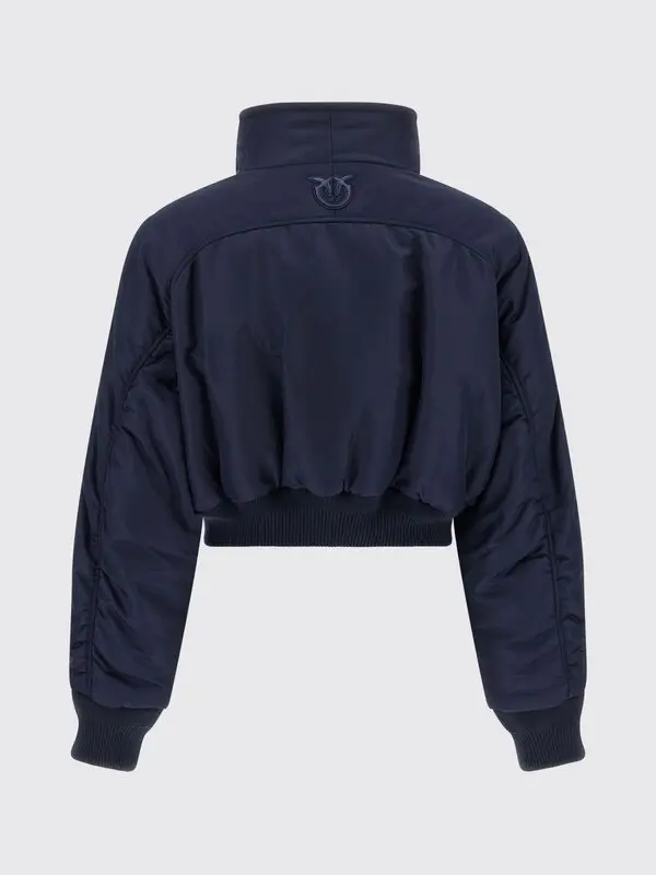 Pinko Nylon Bomber Jacket With A High Neck, Belted Waist And Love Birds Logo