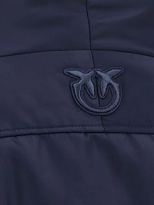 Pinko Nylon Bomber Jacket With A High Neck, Belted Waist And Love Birds Logo