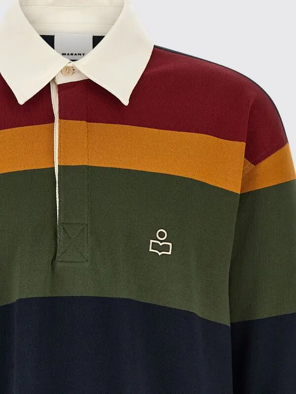 Isabel Marant Étoile Striped Long-sleeve Cotton Polo With Concealed Placket