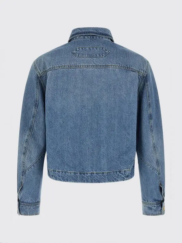 Jacquemus Cotton Denim Zip-up Shirt Jacket With Embroidered Logo