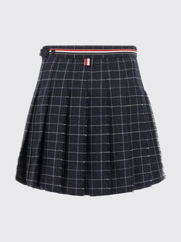 Thom Browne High-waisted Pleated Check Cotton Mini Skirt