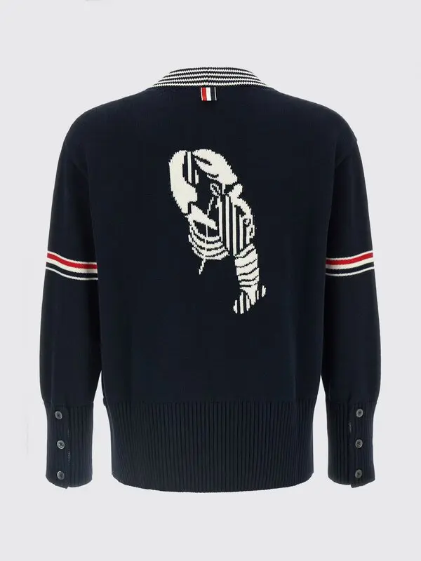 Thom Browne V-neck Cotton Cardigan With Signature 4-bar Stripe Detail