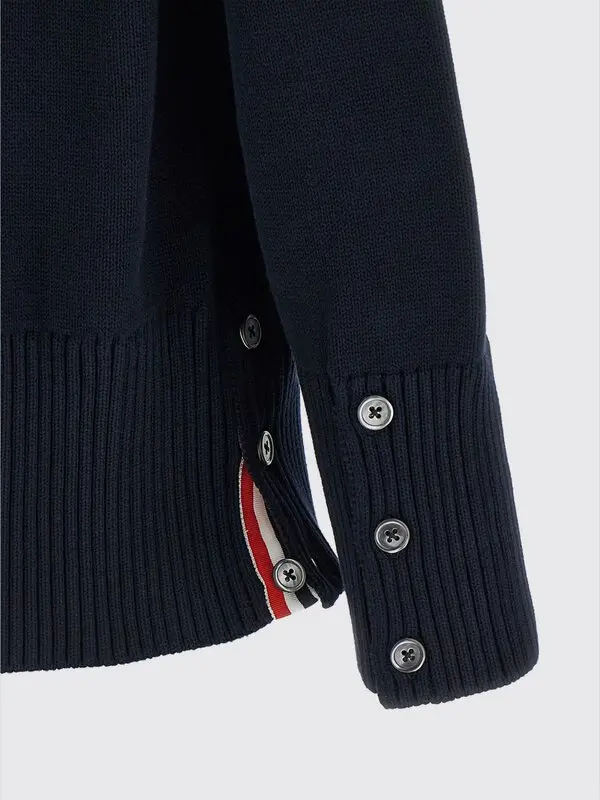 Thom Browne V-neck Cotton Cardigan With Signature 4-bar Stripe Detail