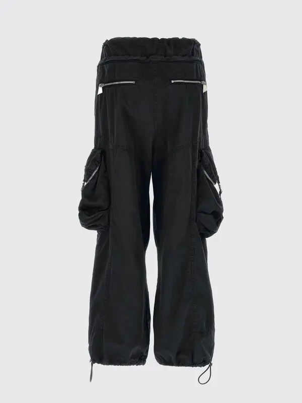 Attico High-waisted Cotton Blend Cargo Trousers With Drawstring