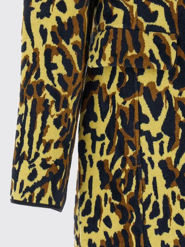 Marni Animal Print Single-breasted Virgin Wool Coat With Notched Lapels