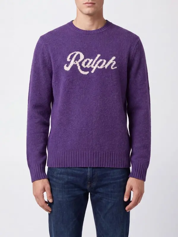 Polo Ralph Lauren Wool And Cashmere Blend Sweater With Jacquard Logo - Violet