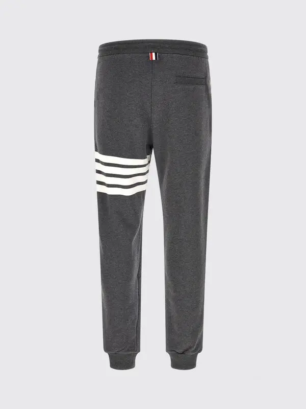 Thom Browne 4-bar Cotton Joggers With Drawstring Waist - Grey
