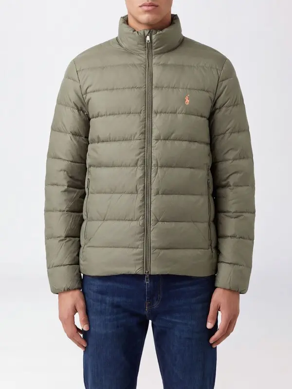 Polo Ralph Lauren Quilted Nylon Bomber Jacket With High Neck And Pony Logo - Olive