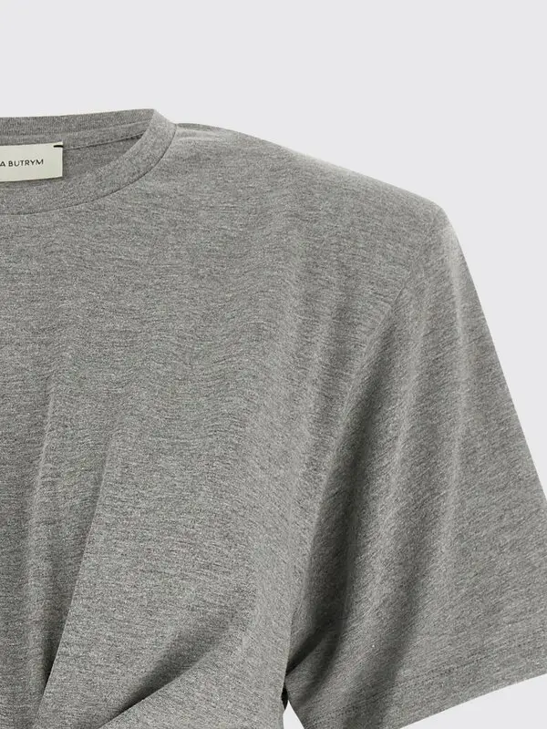 Magda Butrym Cropped Draped Cotton T-shirt With Padded Shoulders