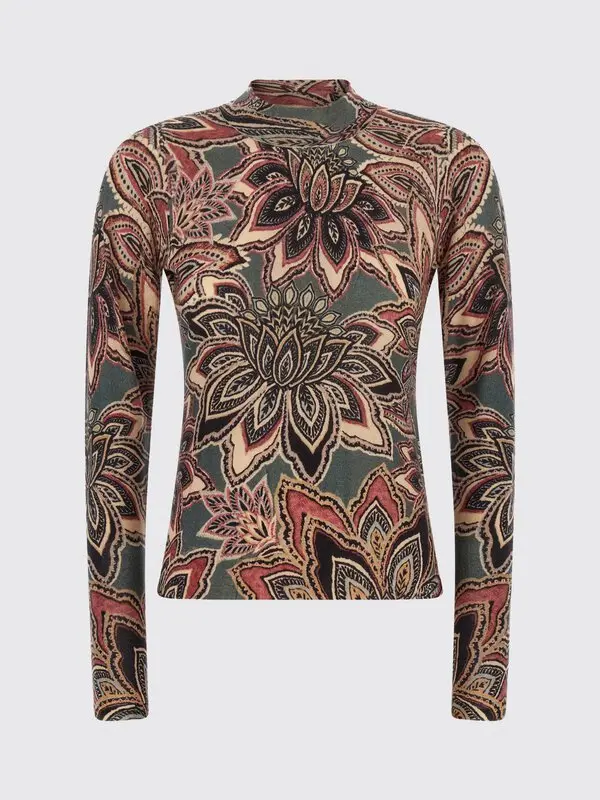 Farm Rio Ethnic Pattern Slim Fit Wool Turtleneck With Long Sleeves