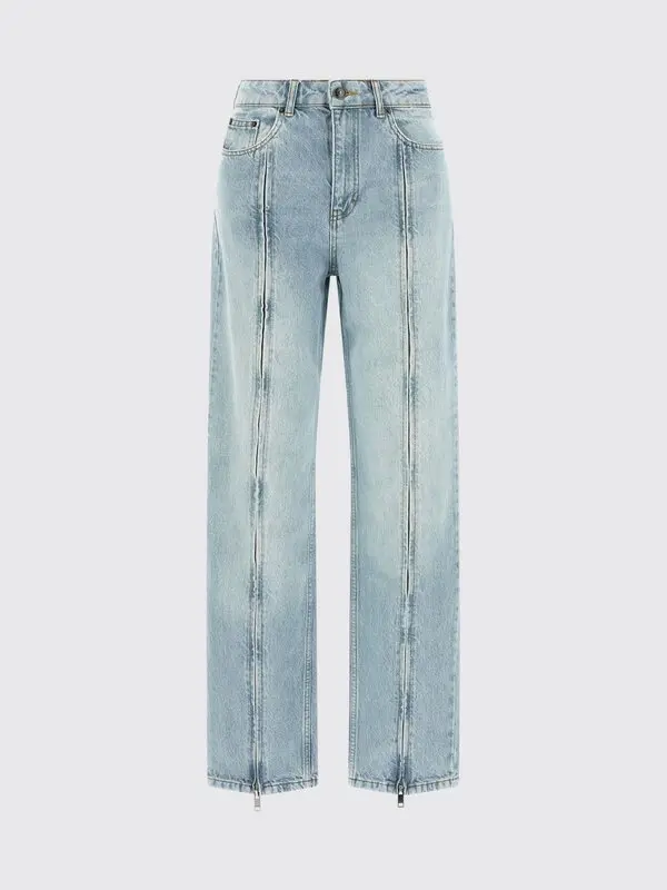 ROTATE BY BIRGER CHRISTENSEN High-waisted Straight Fit Jeans In Organic Cotton Denim - Gnawed Blue