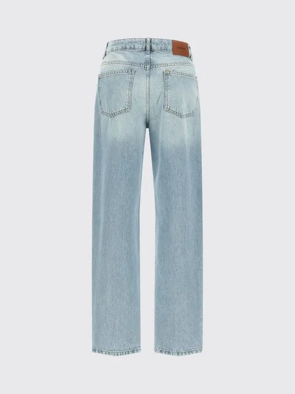 ROTATE BY BIRGER CHRISTENSEN High-waisted Straight Fit Jeans In Organic Cotton Denim - Gnawed Blue