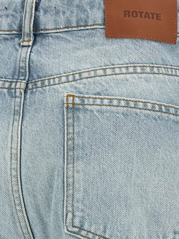 ROTATE BY BIRGER CHRISTENSEN High-waisted Straight Fit Jeans In Organic Cotton Denim - Gnawed Blue