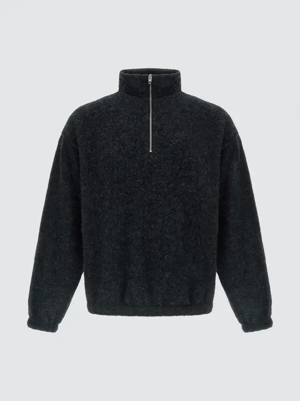 JIL SANDER High Neck Wool Blend Jumper With Half-zip Closure - Grey