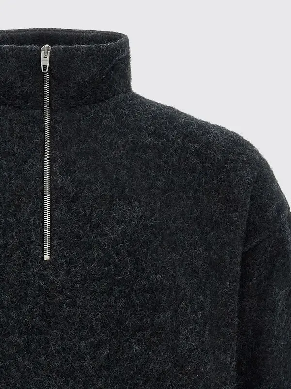 JIL SANDER High Neck Wool Blend Jumper With Half-zip Closure - Grey
