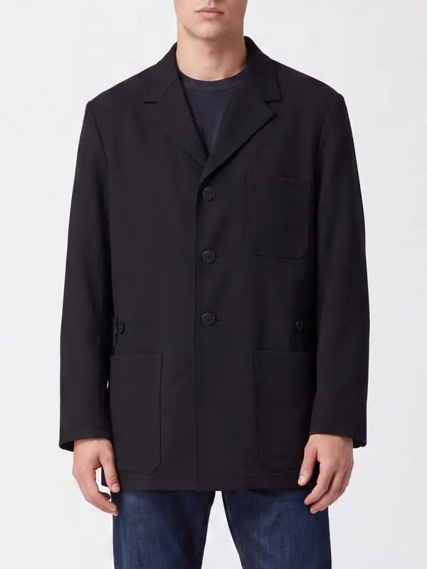 Y3 Single-breasted Short Coat In Wool Blend With Lapel Collar