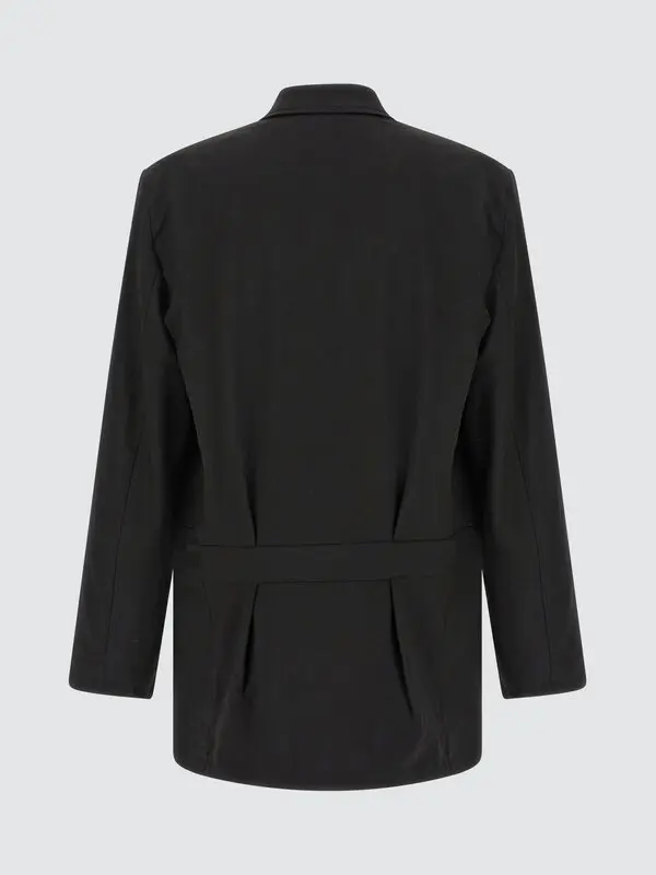 Y3 Single-breasted Short Coat In Wool Blend With Lapel Collar