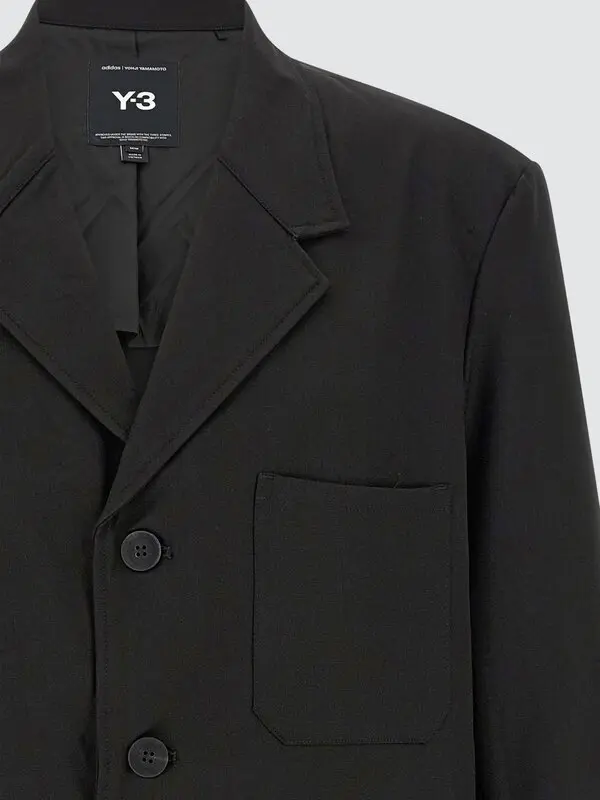 Y3 Single-breasted Short Coat In Wool Blend With Lapel Collar
