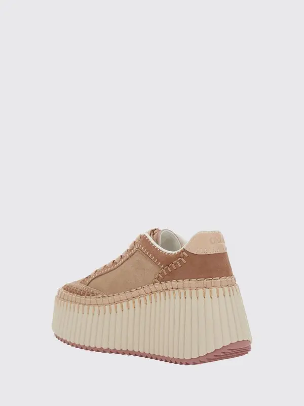 Chloé Nama Platform Sneakers In Leather And Suede With Embroidered Details