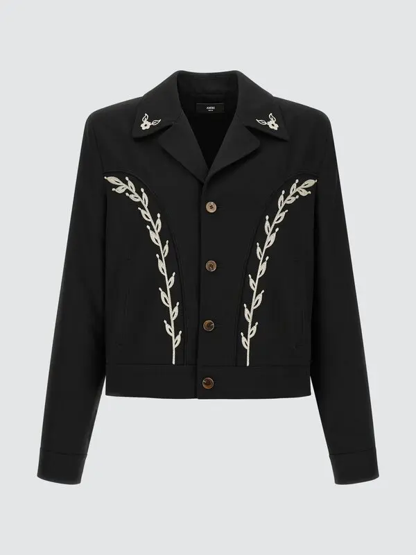 Amiri Embroidered Lightweight Jacket In Viscose Blend With Lapel Collar