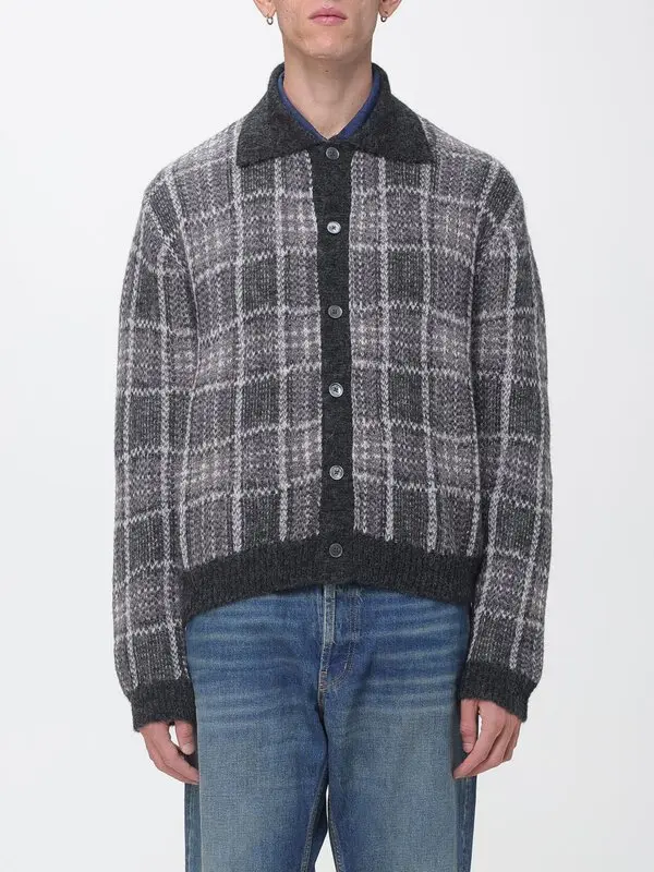Our Legacy Tartan Polo-style Cardigan In An Alpaca And Wool Blend