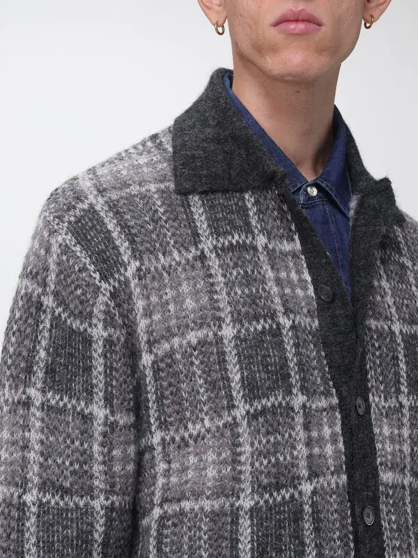 Our Legacy Tartan Polo-style Cardigan In An Alpaca And Wool Blend