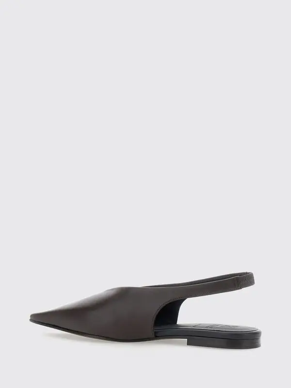 Brunello Cucinelli Tapered-toe Smooth Leather Slingback Flats