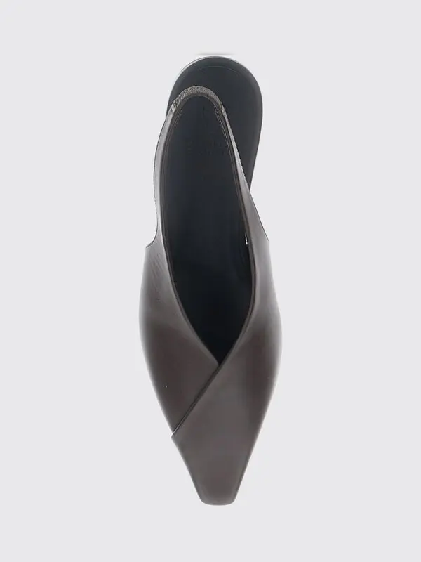 Brunello Cucinelli Tapered-toe Smooth Leather Slingback Flats