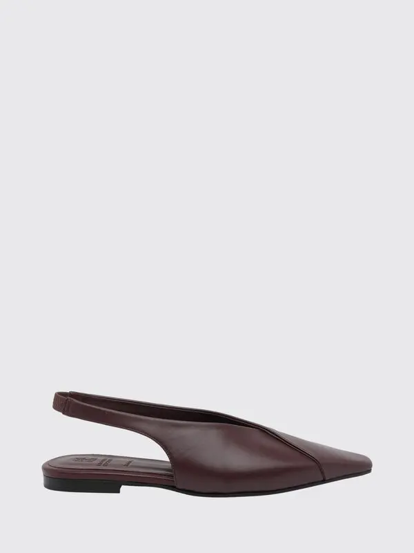 Brunello Cucinelli Tapered-toe Smooth Leather Slingback Flats - Red