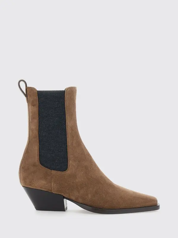 Brunello Cucinelli Suede Chelsea Ankle Boots With A Low Flared Heel