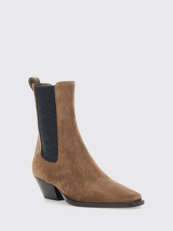 Brunello Cucinelli Suede Chelsea Ankle Boots With A Low Flared Heel