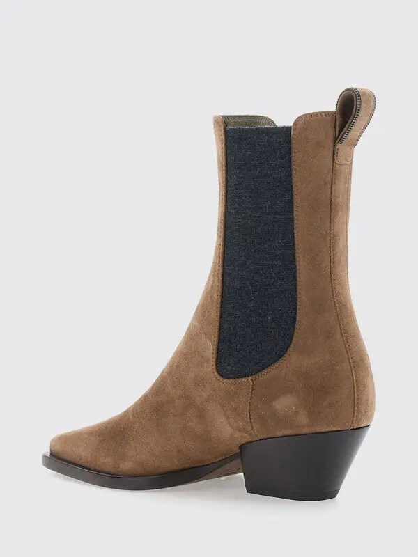 Brunello Cucinelli Suede Chelsea Ankle Boots With A Low Flared Heel