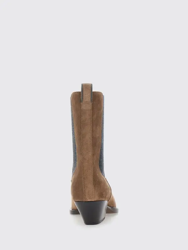Brunello Cucinelli Suede Chelsea Ankle Boots With A Low Flared Heel