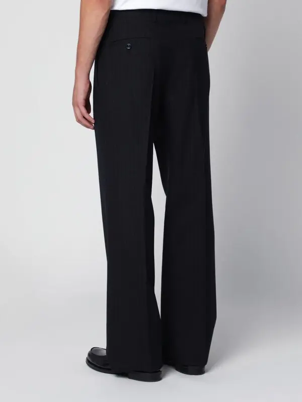 LARDINI Pinstriped Virgin Wool Tailored Trousers With A Straight-leg Cut
