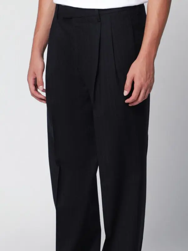 LARDINI Pinstriped Virgin Wool Tailored Trousers With A Straight-leg Cut