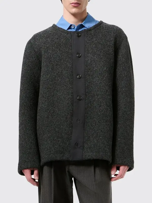Our Legacy Relaxed Fit Wool Crewneck Cardigan With Dropped Shoulders - Grey
