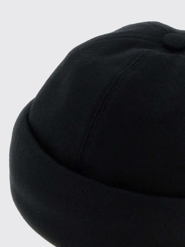 Giorgio Armani Cotton-blend Beanie Hat With Cuffed Brim - Black