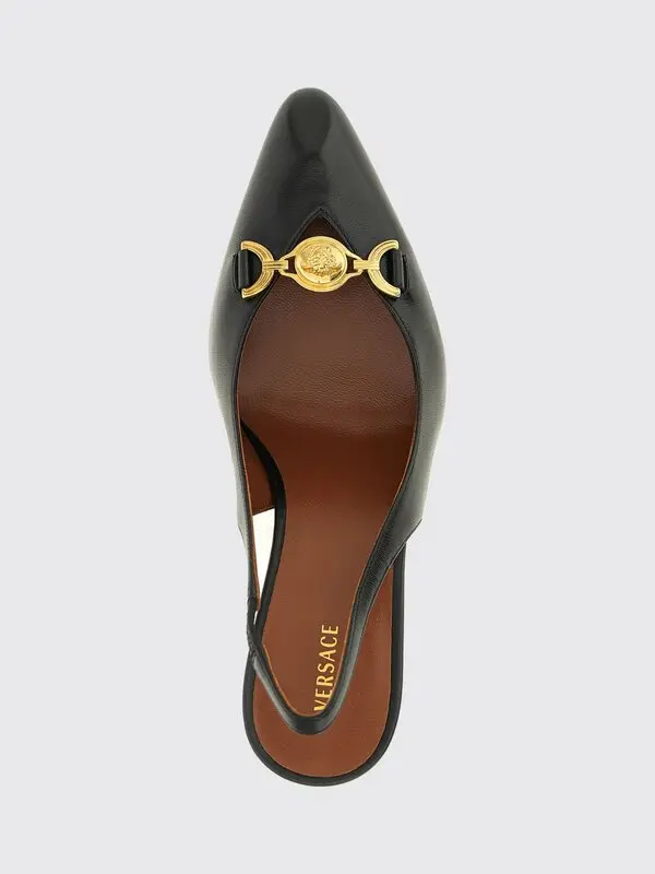 Versace Lambskin Slingback Pumps With Stiletto Heel And Medusa Logo