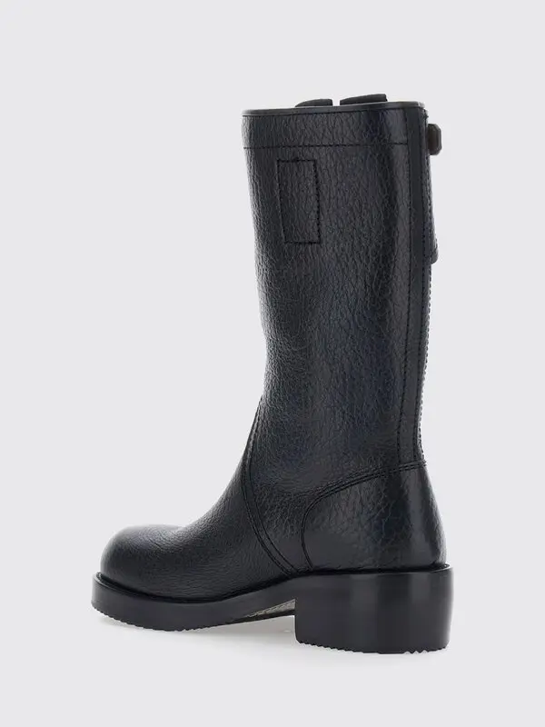 Dries Van Noten Grained Calf Leather Biker Boots With Straps