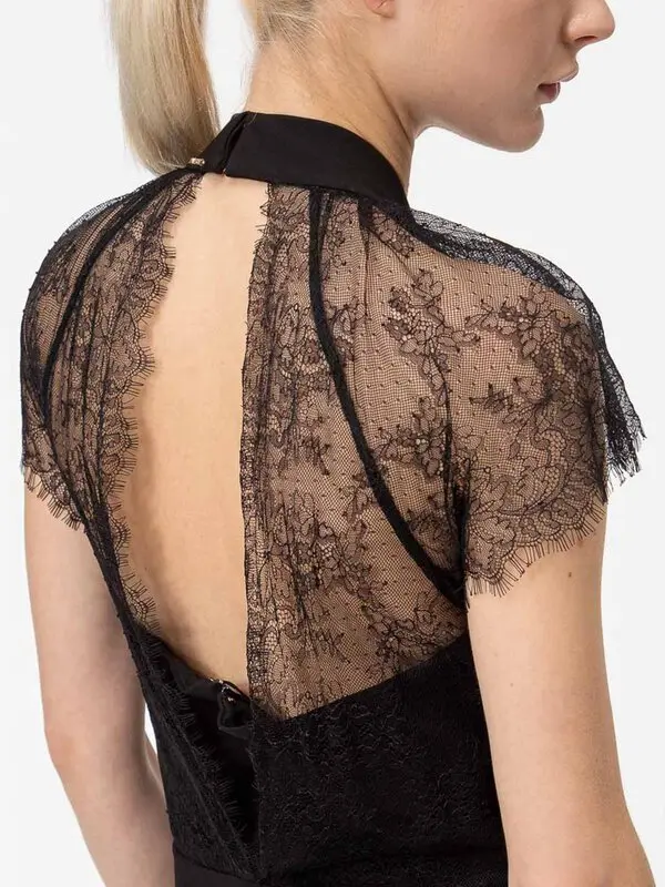 TWINSET Elegant Viscose Blend Jumpsuit With V-neck And Lace Inserts