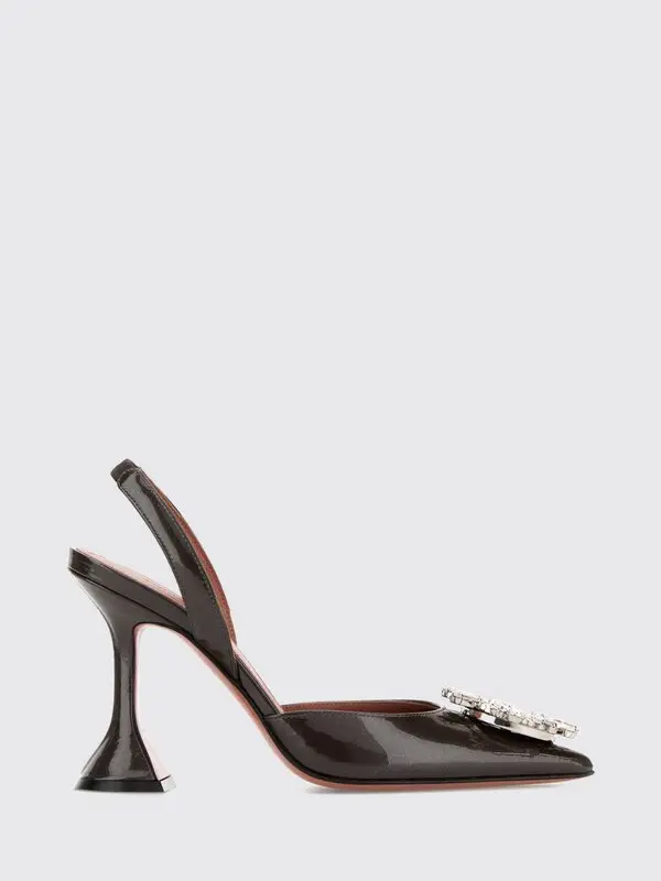 Amina Muaddi Begum Patent Leather Slingback Pumps With Jewelled Buckle And High Spool Heel