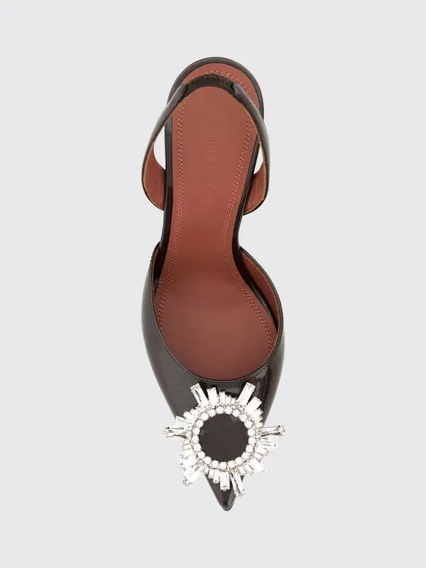 Amina Muaddi Begum Patent Leather Slingback Pumps With Jewelled Buckle And High Spool Heel