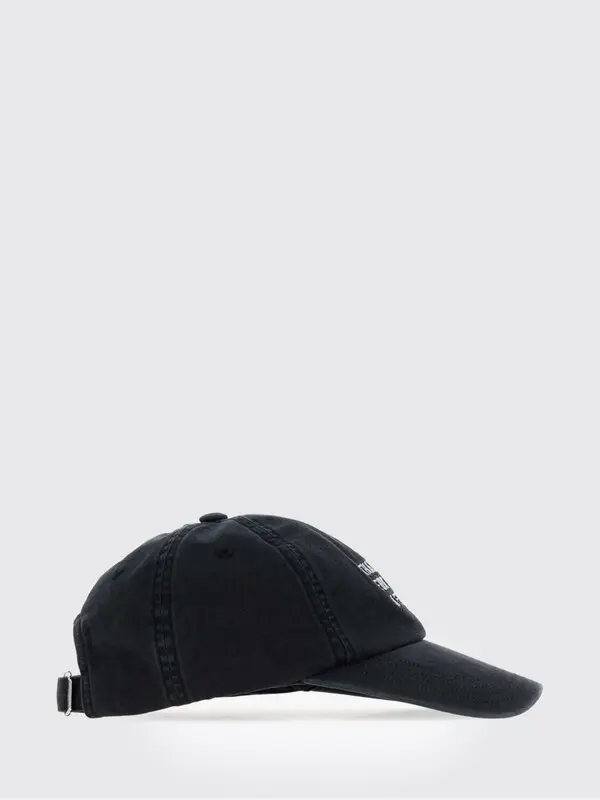 AMI Paris Slogan Print Cotton Baseball Cap With Adjustable Strap - Black