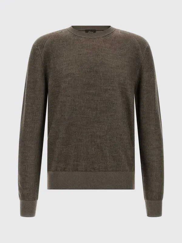 Brioni Crewneck Jumper In Wool And Cashmere With Long Sleeves And Ribbed Trims
