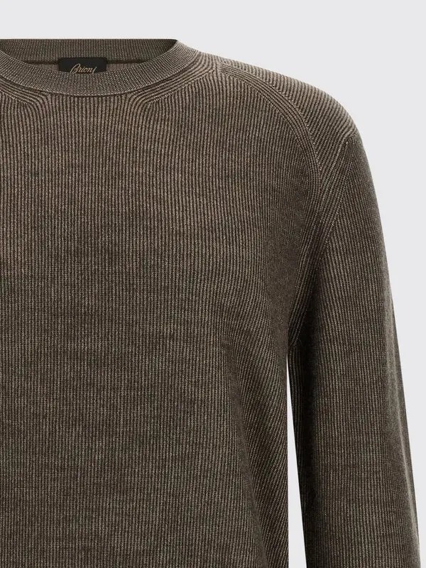 Brioni Crewneck Jumper In Wool And Cashmere With Long Sleeves And Ribbed Trims