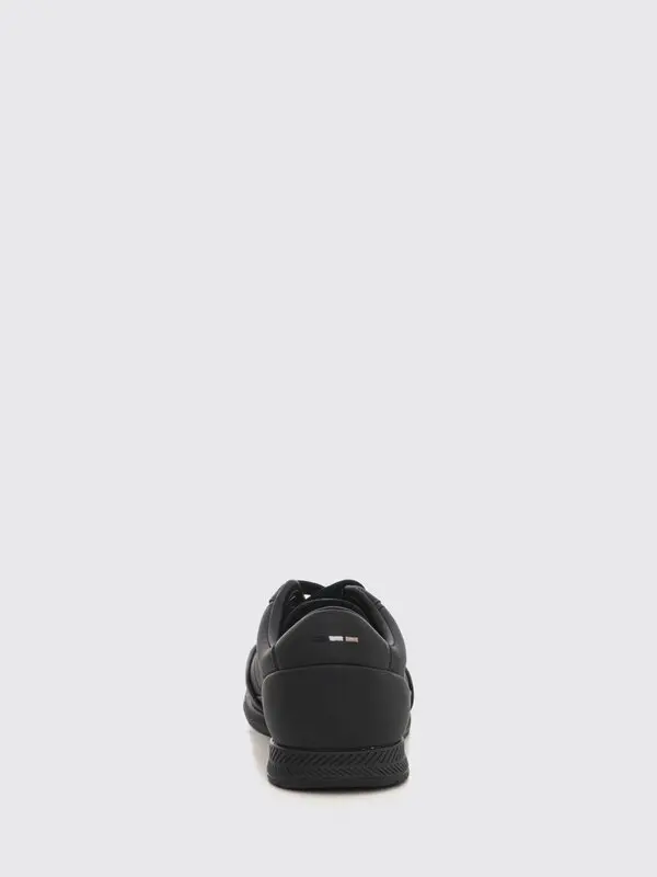 BOSS Low-top Leather Sneakers With Printed Logo And Contrasting Rubber Sole - Black